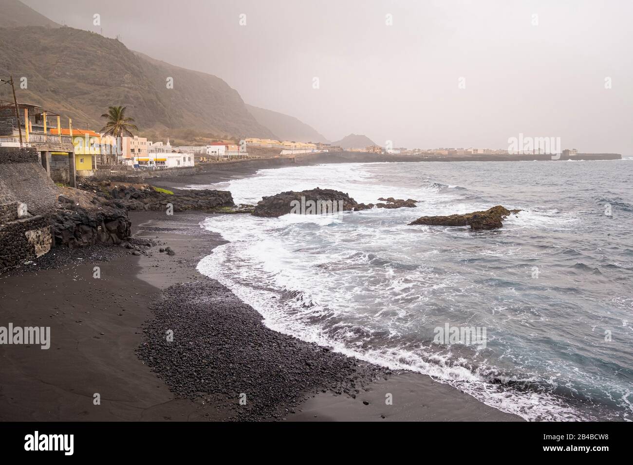 Cape Verde, Fogo island, Mosteiros on the northern coast, black sand ...