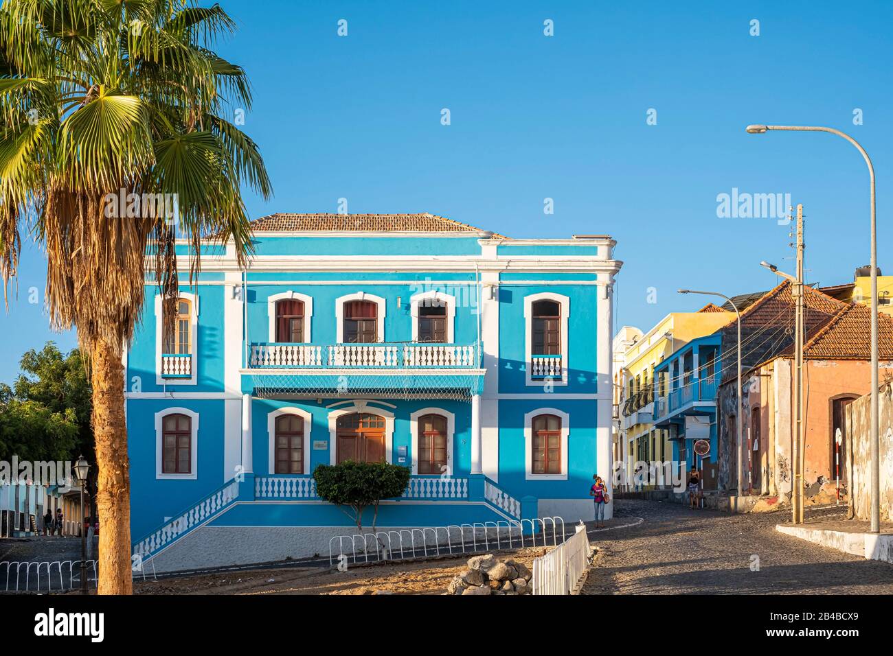 Cape Verde, Fogo island, Sao Filipe, historic centre, the town hall ...