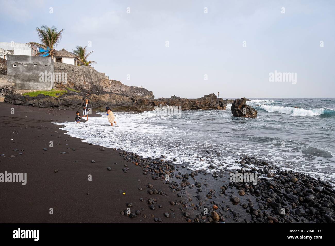 Cape Verde, Fogo island, Mosteiros on the northern coast, black sand ...