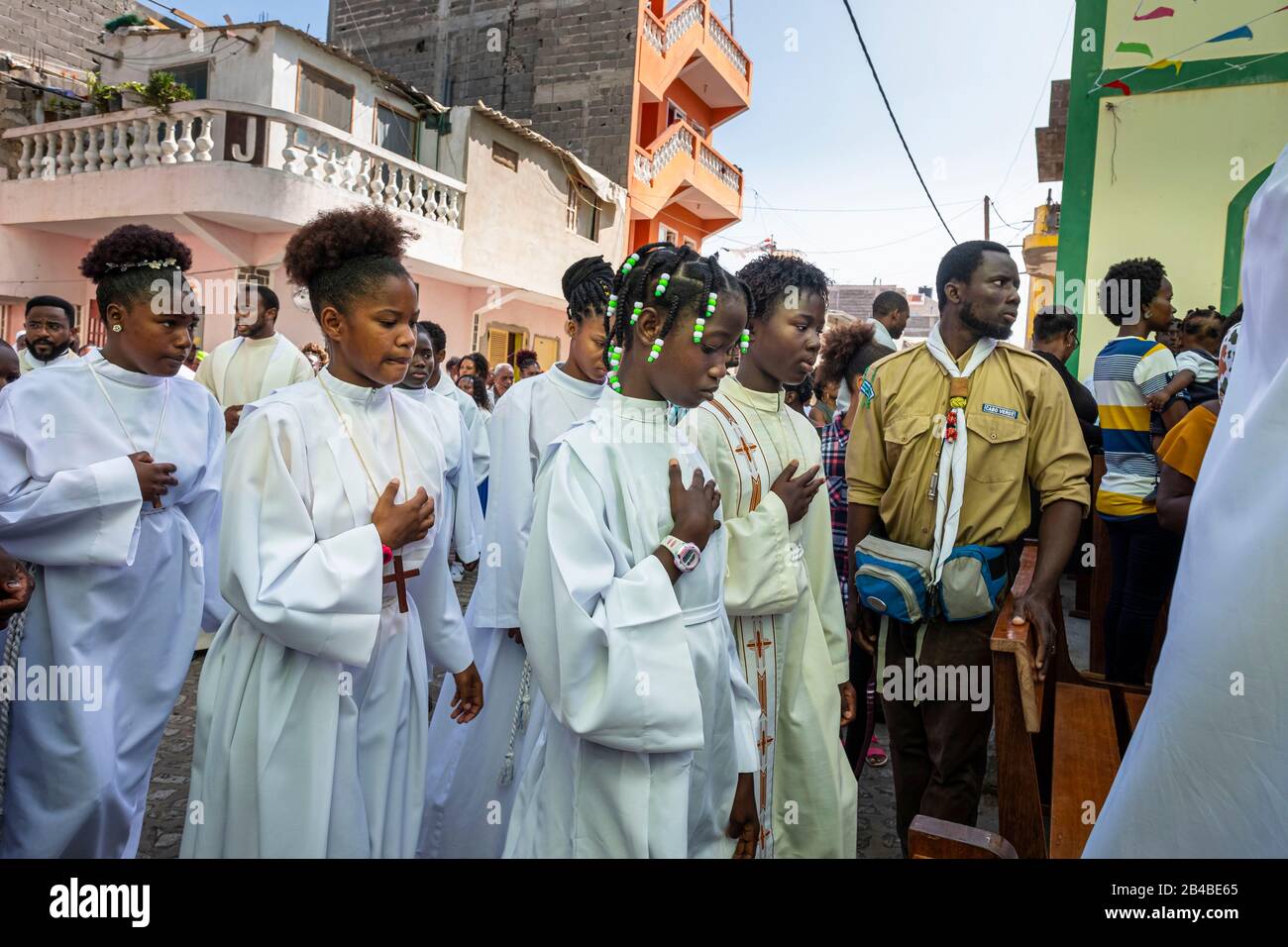 Cape Verde, Boa Vista island, Sal Rei, religious celebration Stock ...