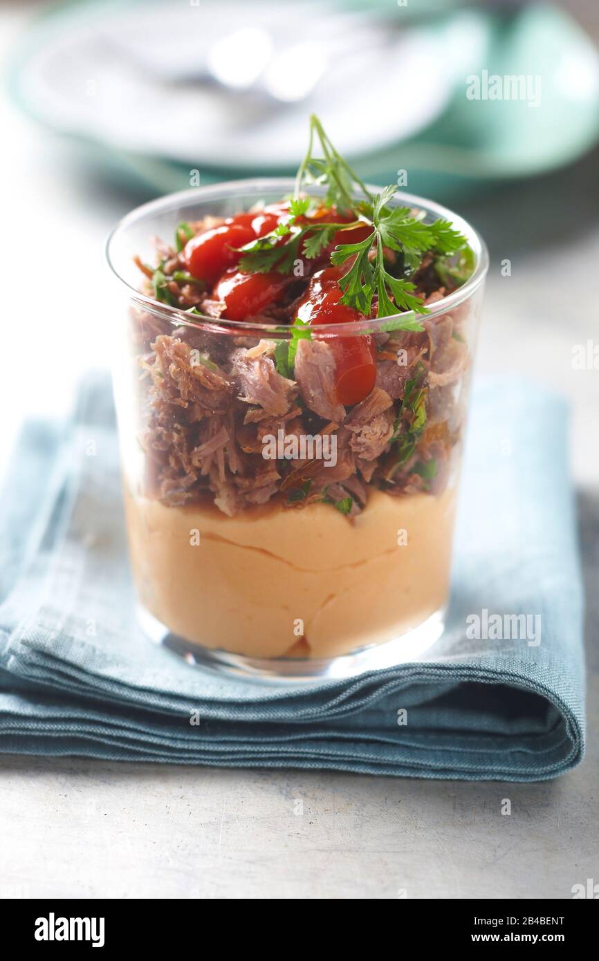 Ketchup dish, duck confit parmentier Stock Photo - Alamy