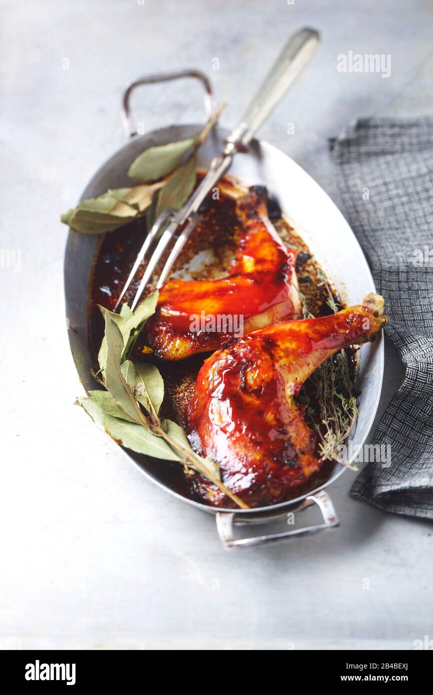 Ketchup dish, marinated chicken leg Stock Photo - Alamy