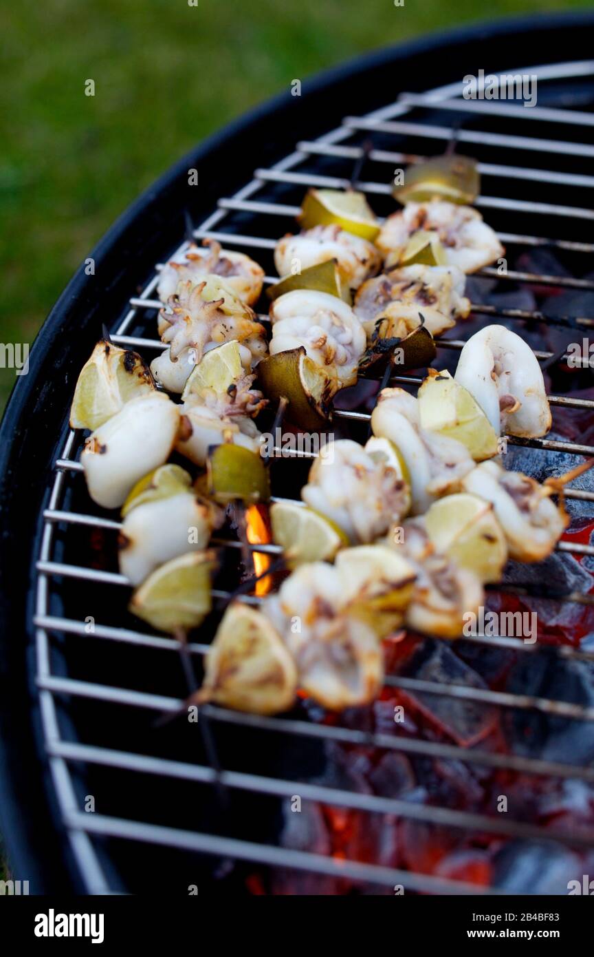 Curry squid kebab Stock Photo - Alamy