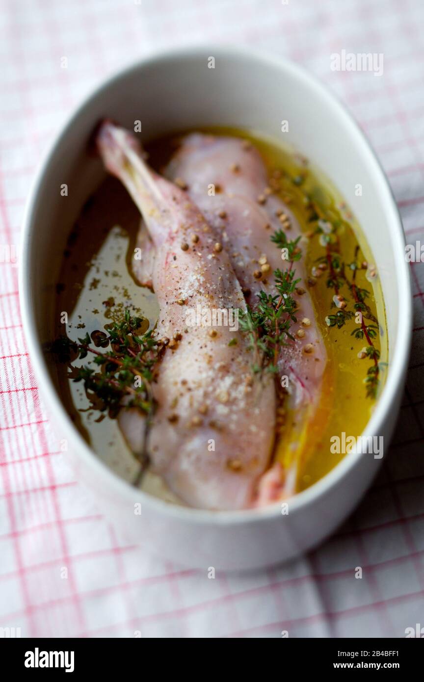 Grilled rabbit marinated in white wine Stock Photo - Alamy