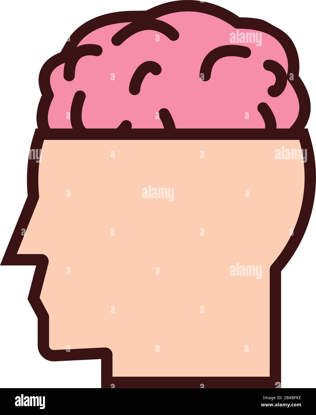 profile human with brain organ line and fill style Stock Vector Image ...