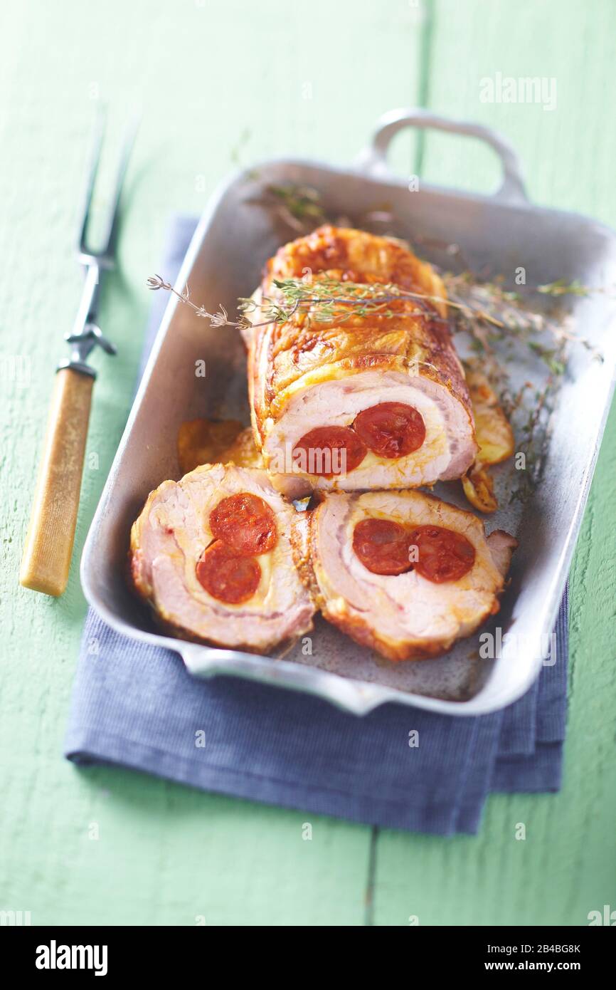 Kiri dish, roasted with chorizo Stock Photo - Alamy