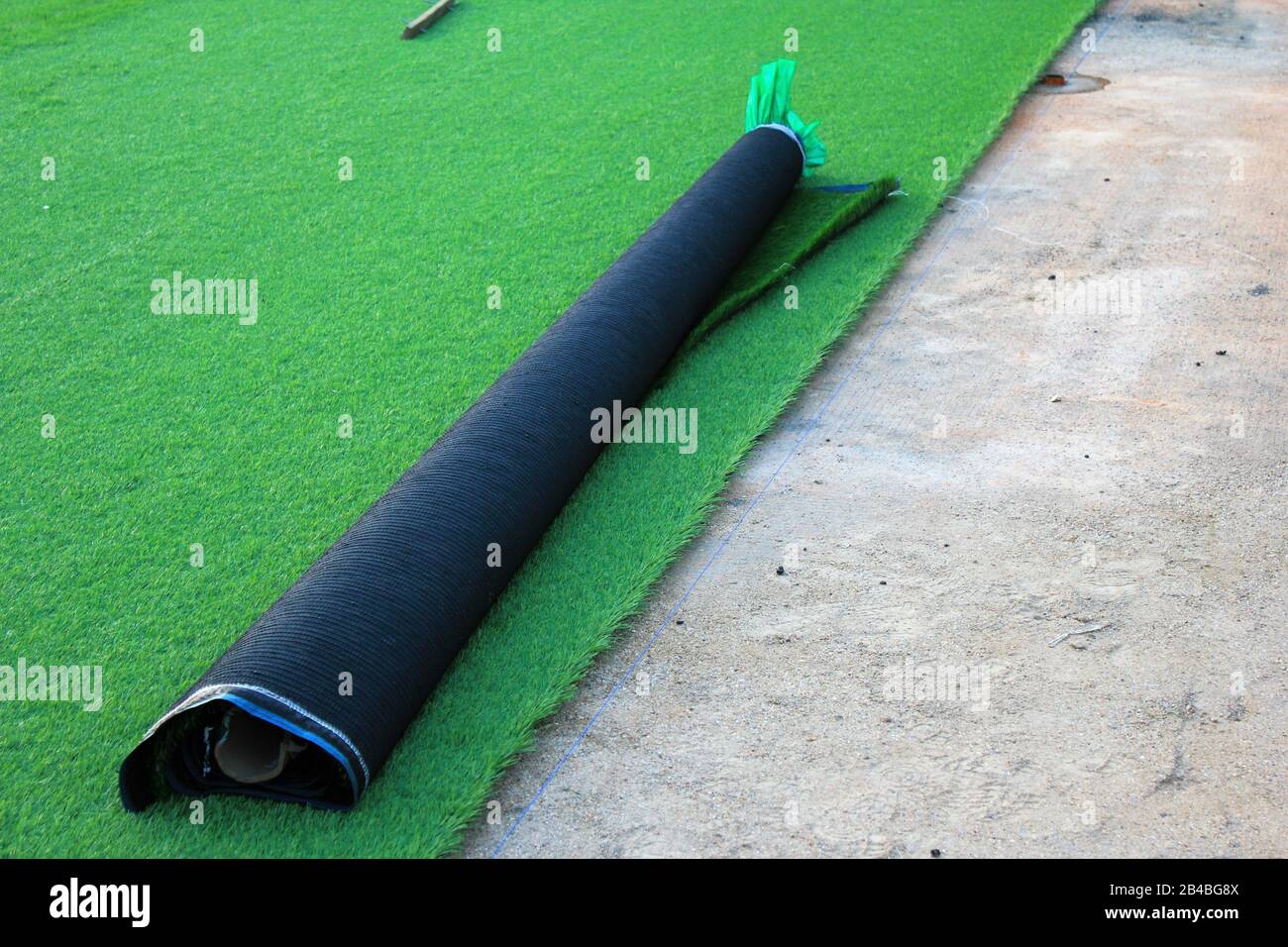 Artificial turf soccer field construction - Athens, Greece, February ...