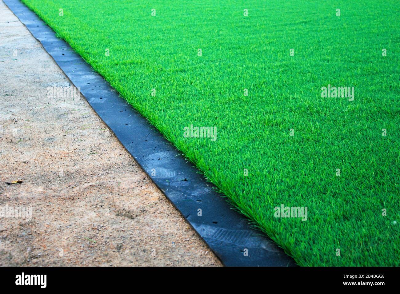 Artificial turf soccer field construction - Athens, Greece, February ...