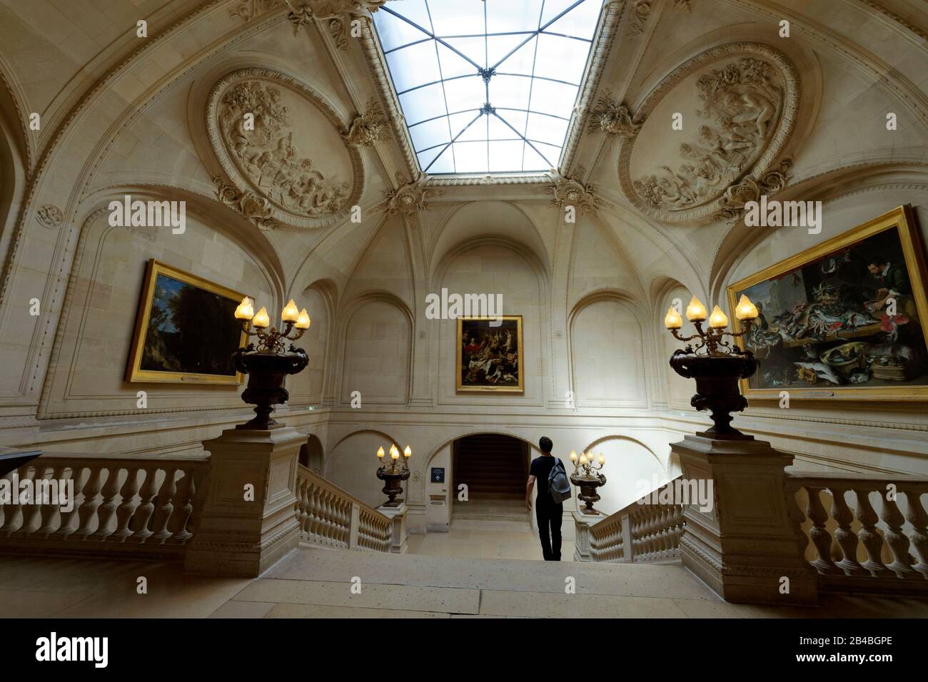 France, Paris, UNESCO World Heritage Site, Louvre museum, Daru stairway ...