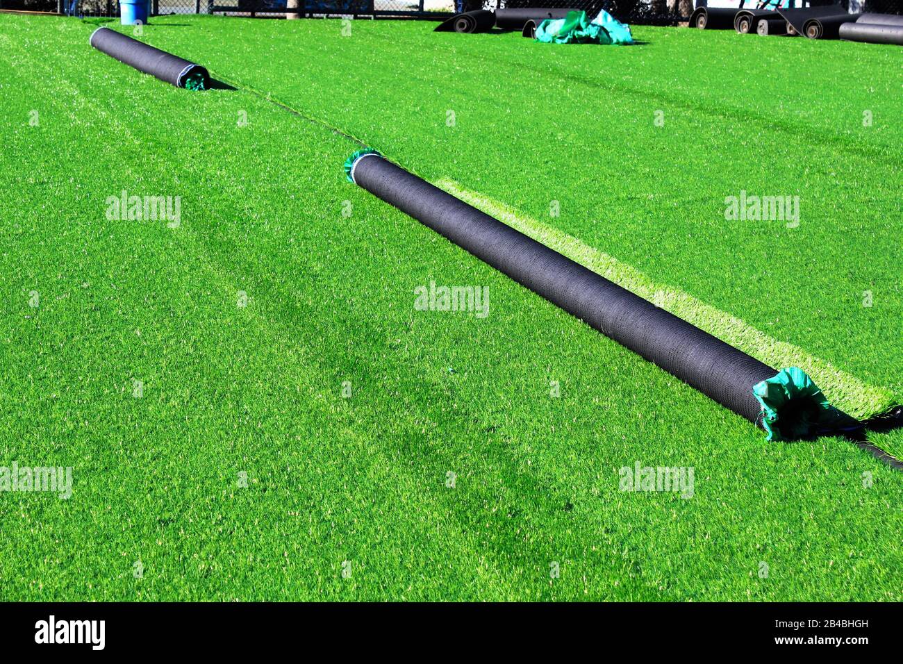 Artificial turf soccer field construction - Athens, Greece, February ...