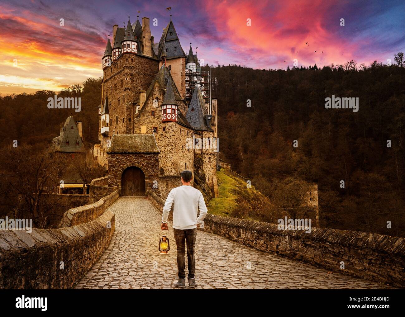 Burg Eltz castle Germany during sunset,Burg Eltz castle in Rhineland ...
