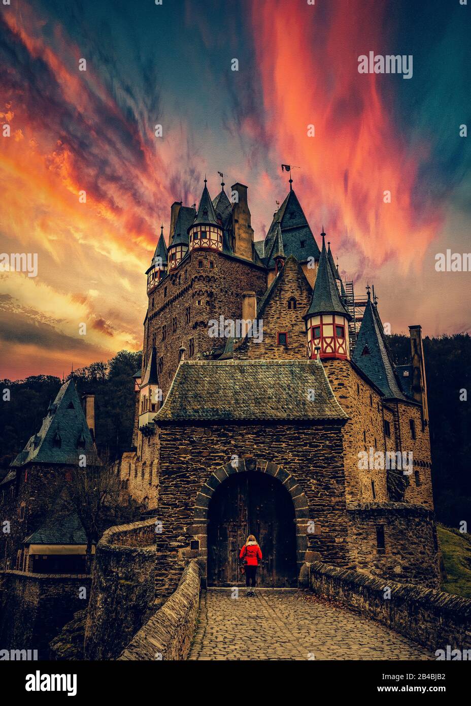 Burg Eltz castle Germany during sunset,Burg Eltz castle in Rhineland ...