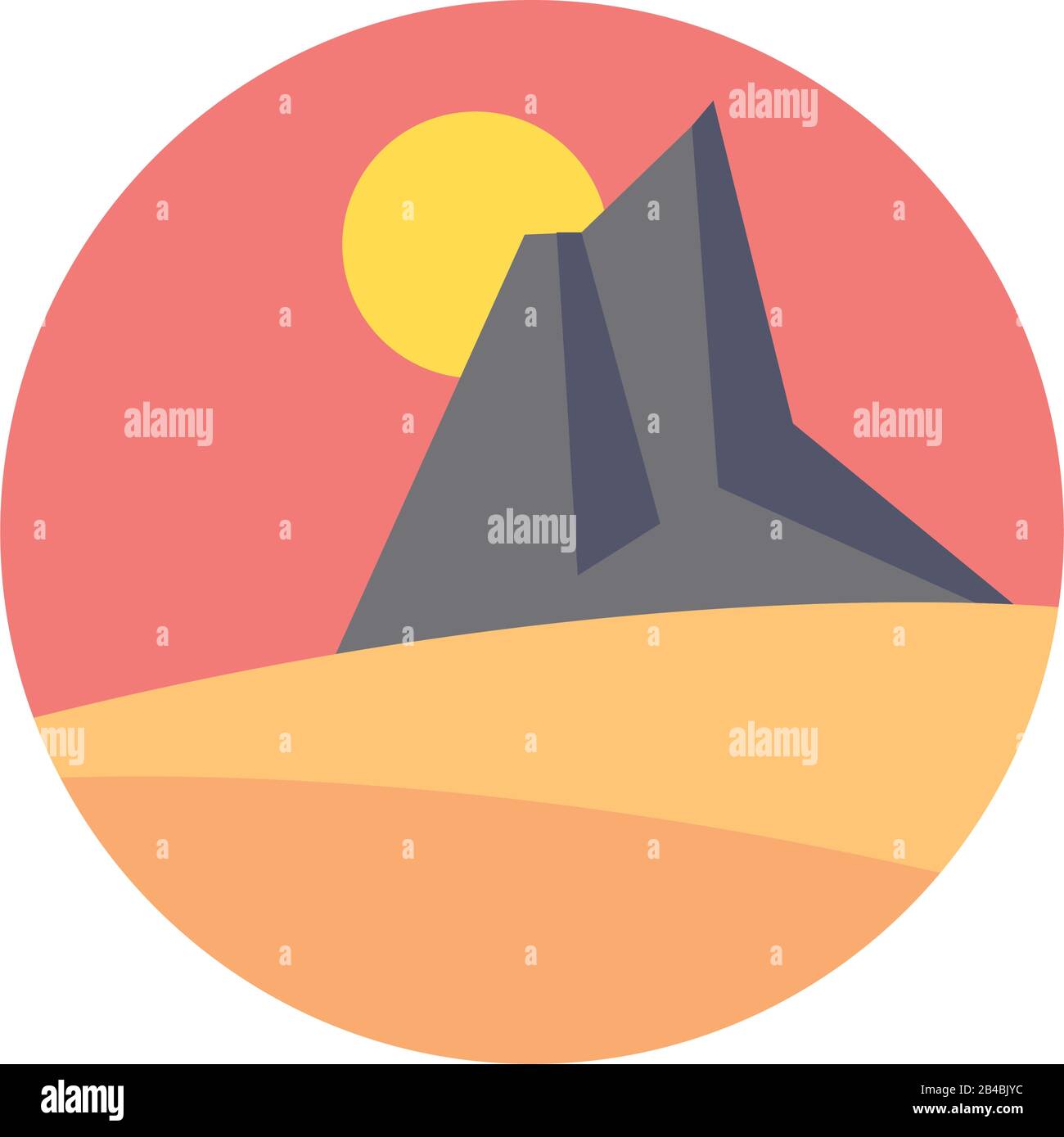 desert landscape with mountains scene flat style icon Stock Vector ...