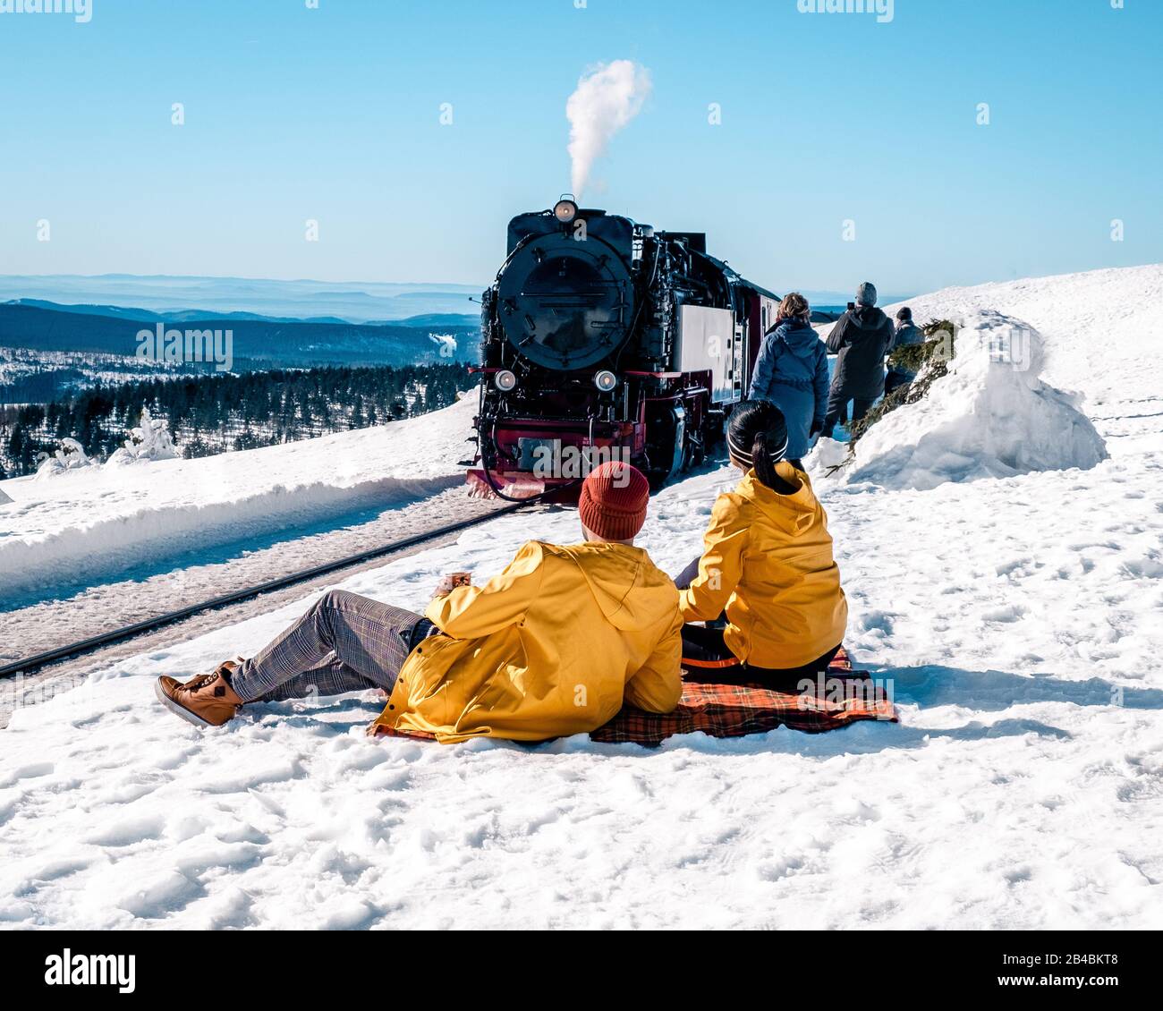 Harz national park Germany, historic steam train in the winter, Drei ...