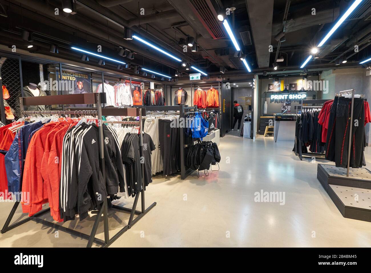 HONG KONG, CHINA - CIRCA JANUARY, 2019: clothes on display at Adidas ...