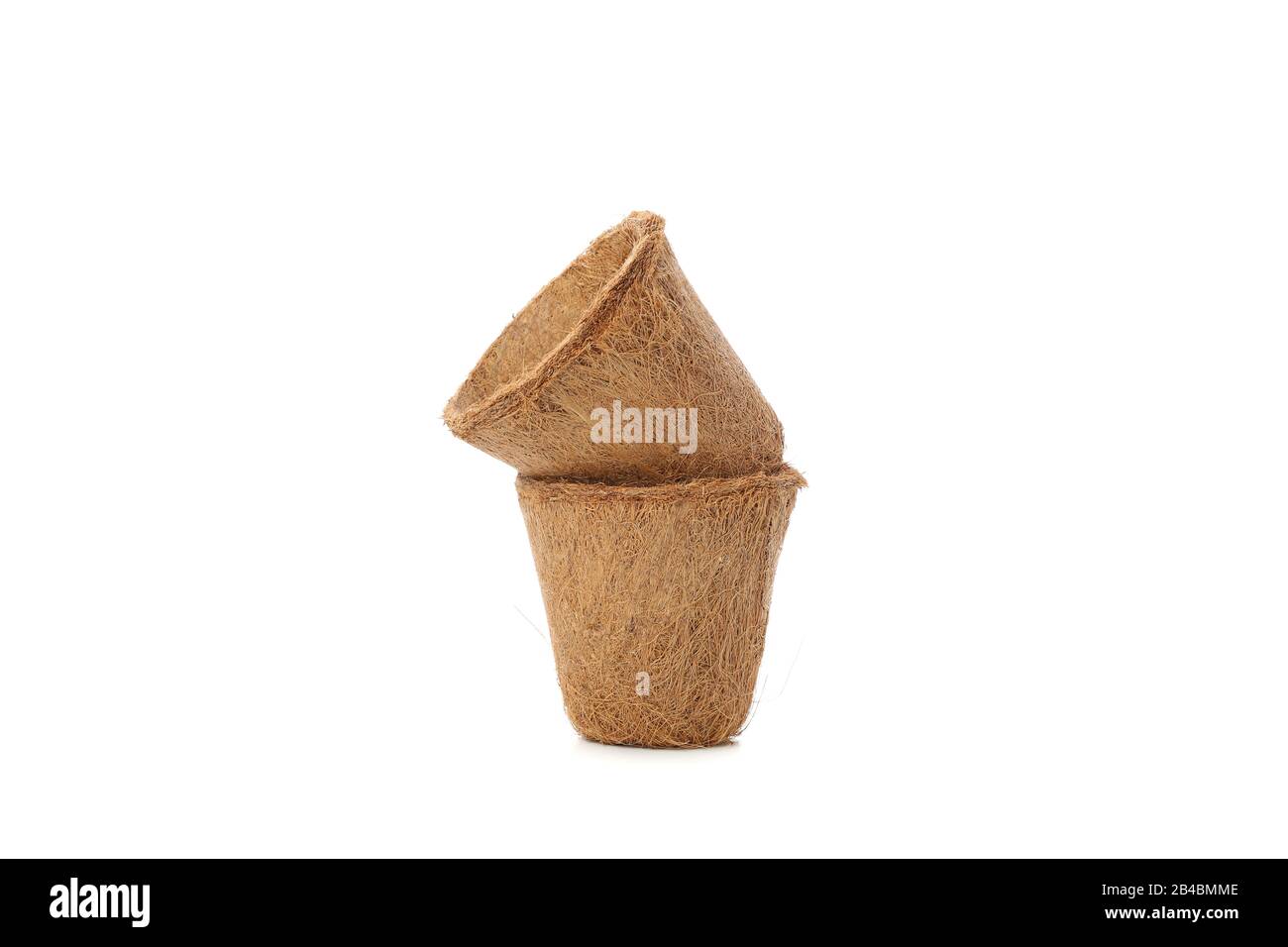 Two flower pots isolated on white background Stock Photo - Alamy