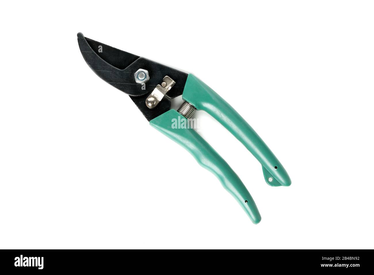 Green pruning shears isolated on white background Stock Photo - Alamy