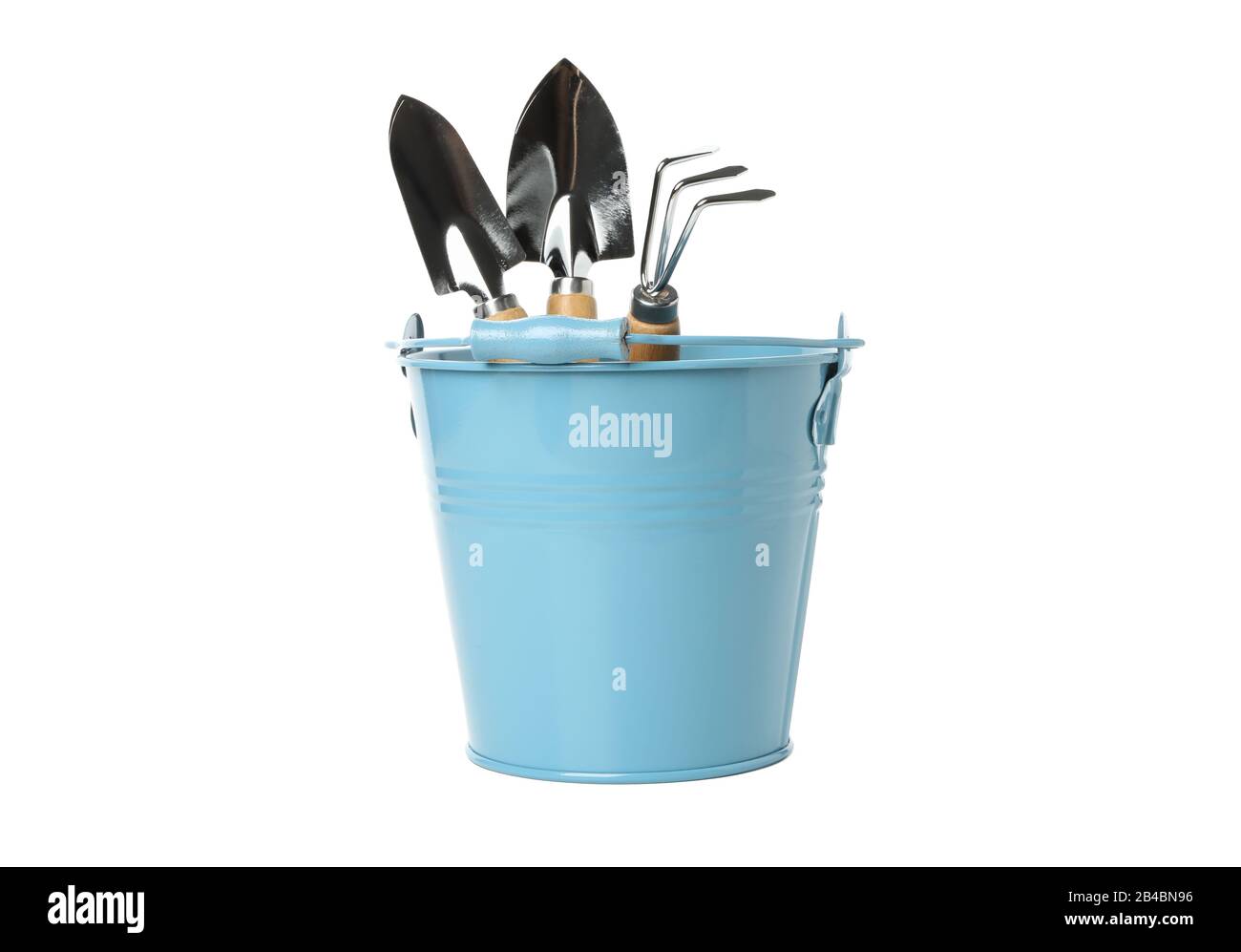 Bucket with gardening tools isolated on white background Stock Photo ...