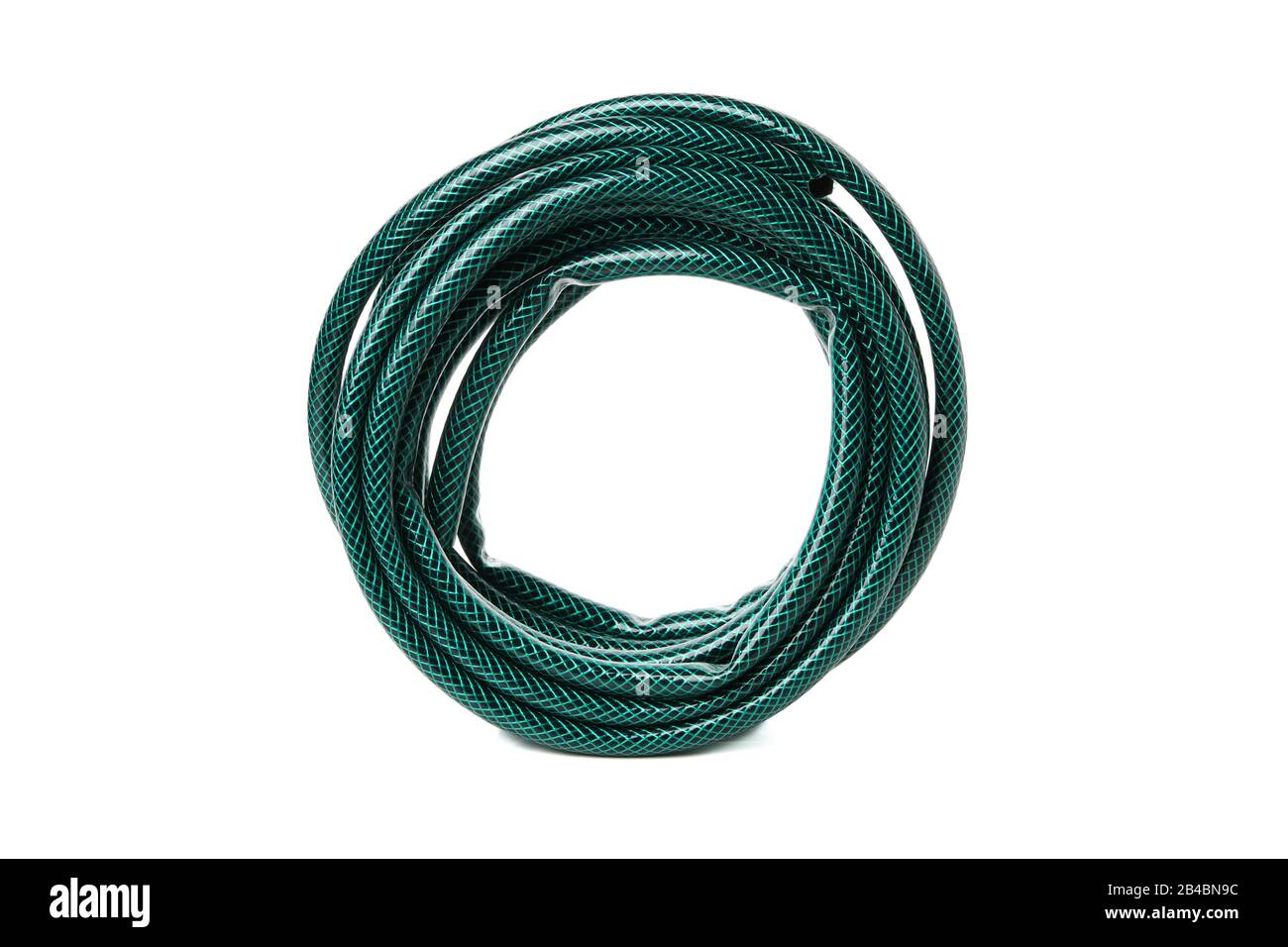 Green garden hose isolated on white background Stock Photo - Alamy