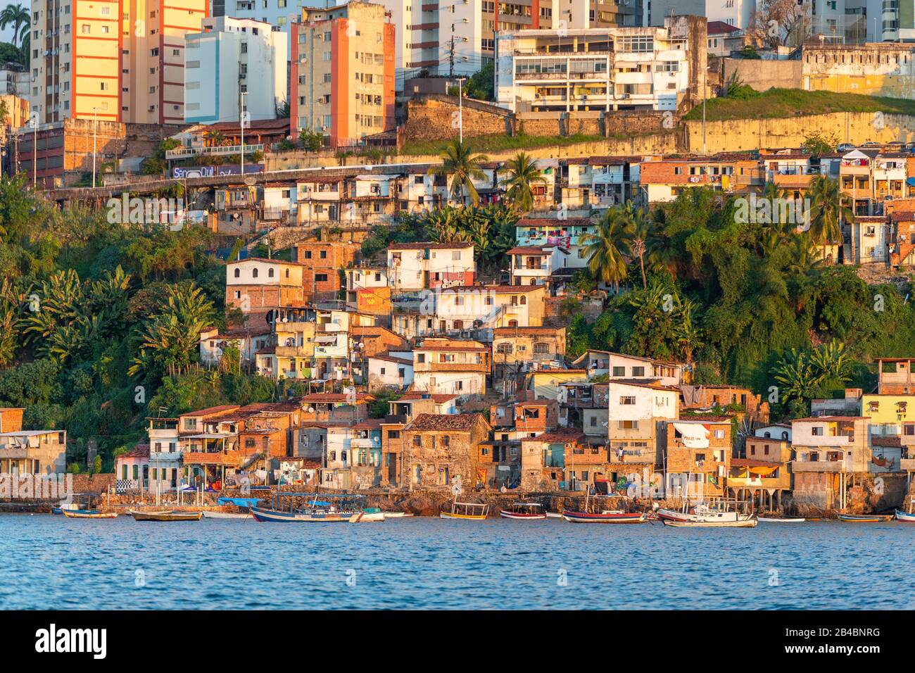 Brazil, State of Bahia, Salvador de Bahia, from Bahia Bay, view of the ...