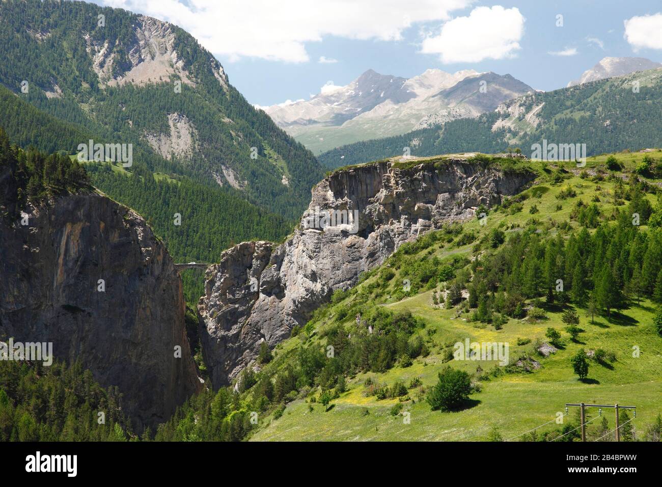 France, Alpes de Haute Provence, Ubaye, Saint Paul sur Ubaye, view on ...