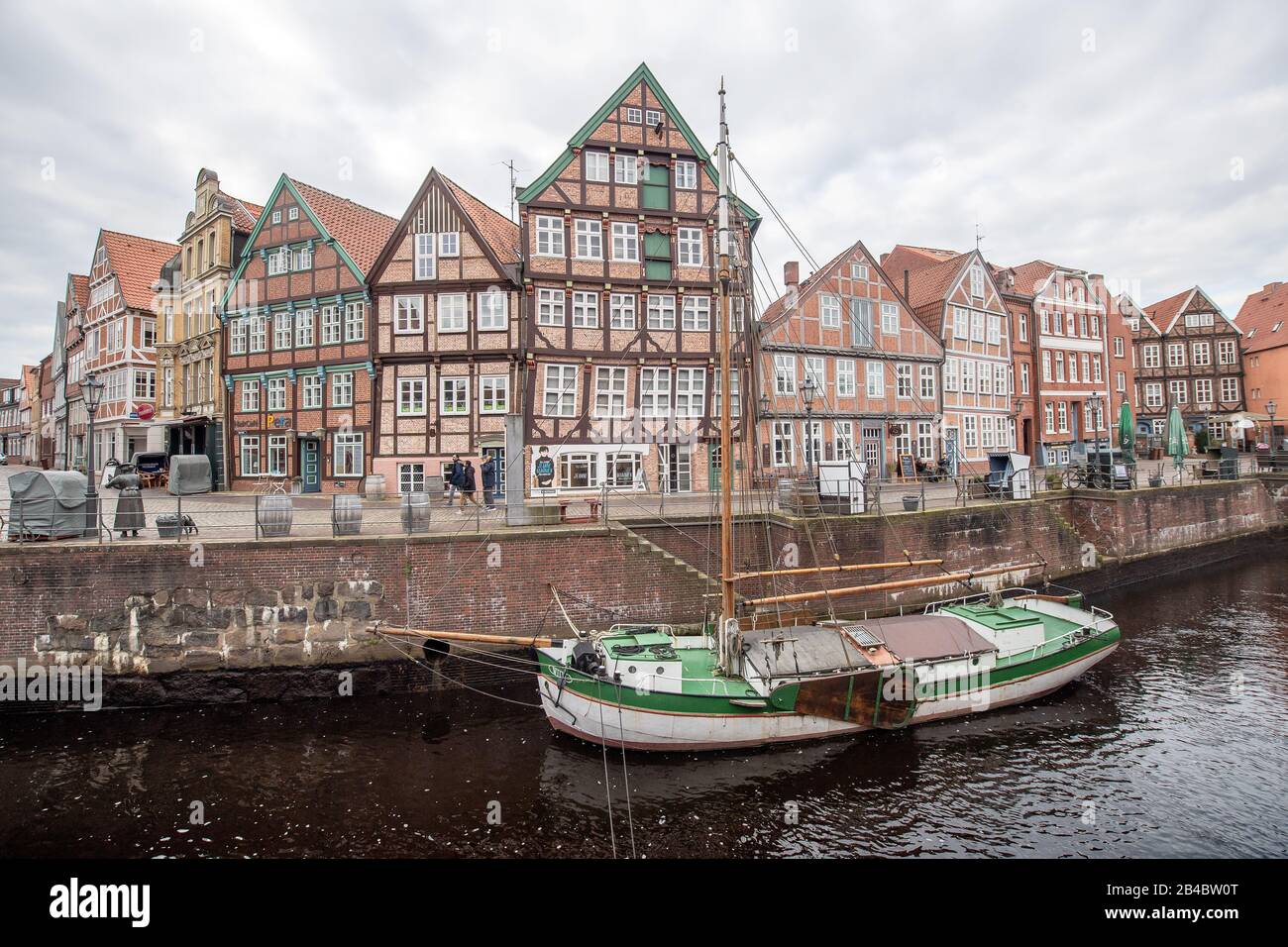 Old port with half timbered houses and channel hi-res stock photography ...