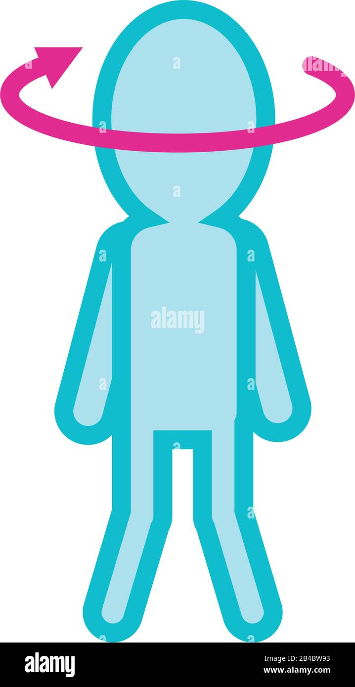 human with arrow around silhouette line and fill style icon Stock ...
