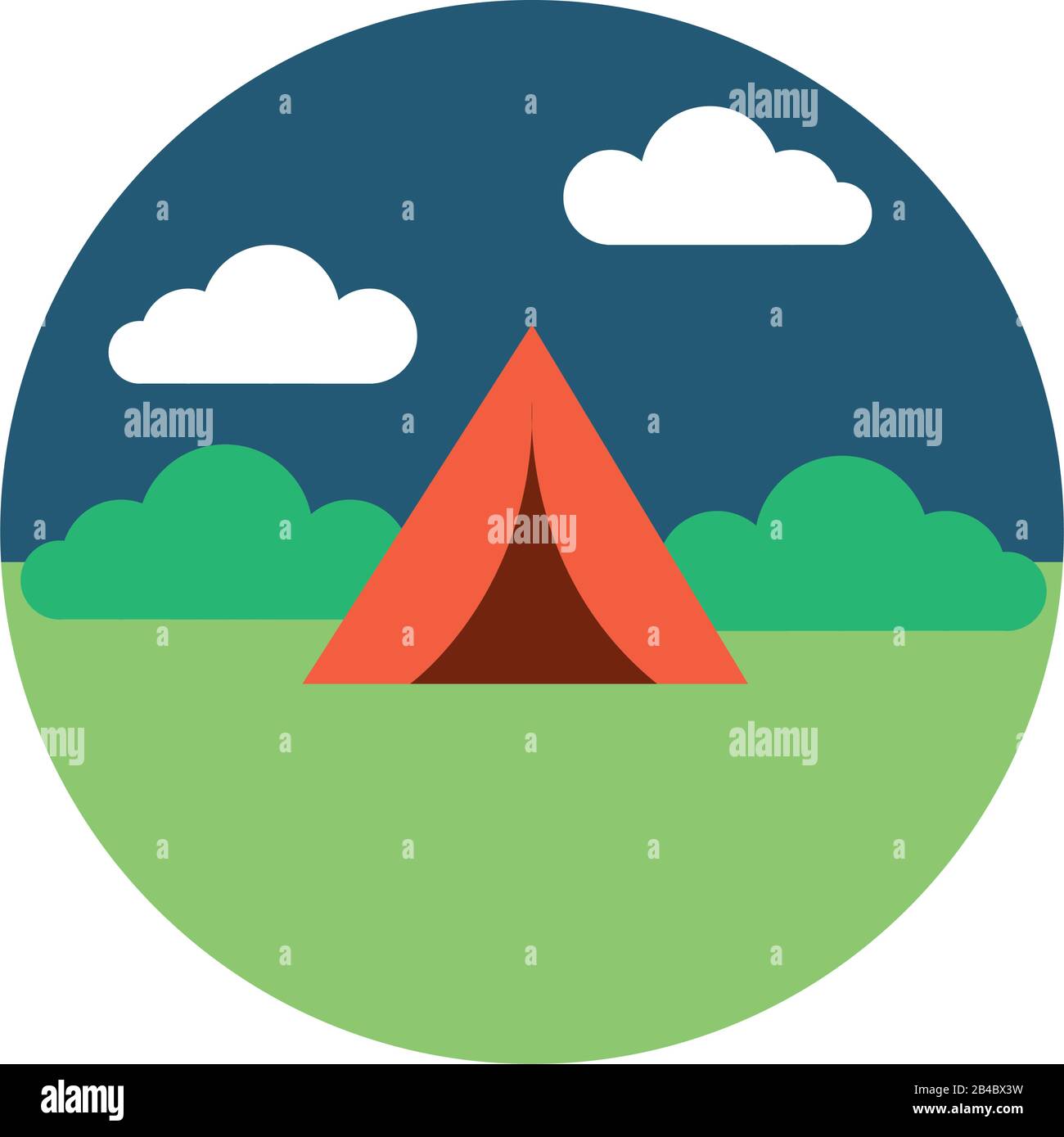 landscape scene with camping tent flat style icon Stock Vector Image ...