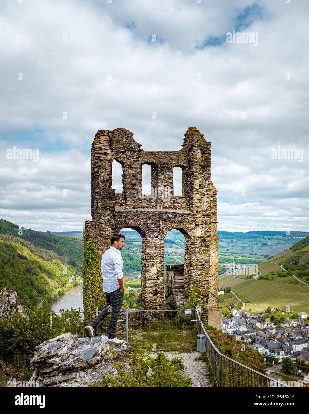 Bernkastel Burgruine Landshut Mosel river Germany, old castle looking ...