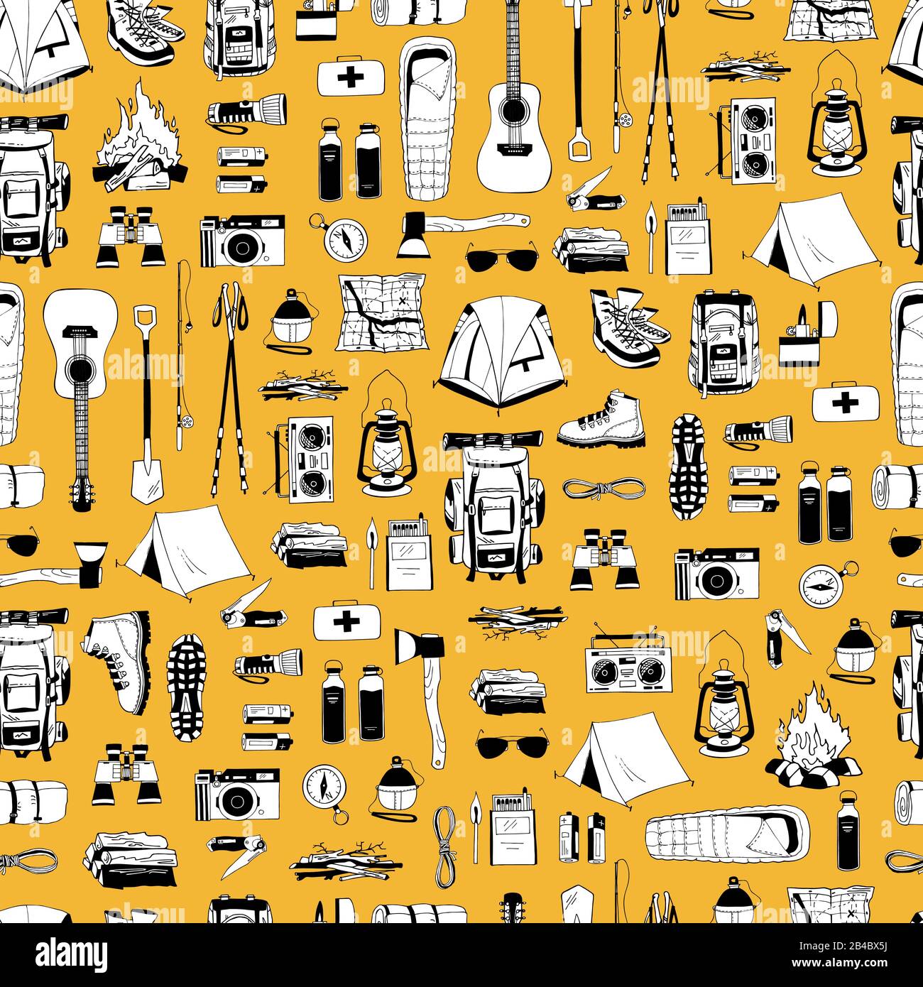 Vector seamless pattern with black and white elements isolated on ...