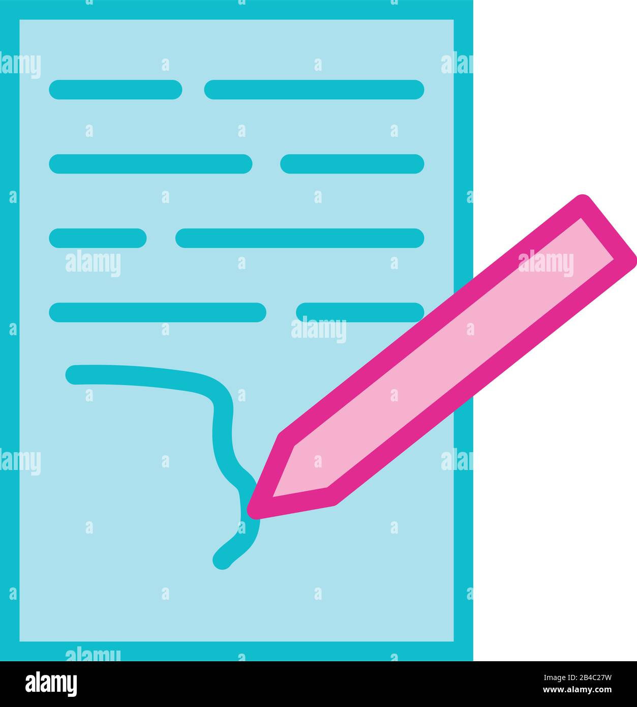 paper document with pen writing line and fill style Stock Vector Image ...