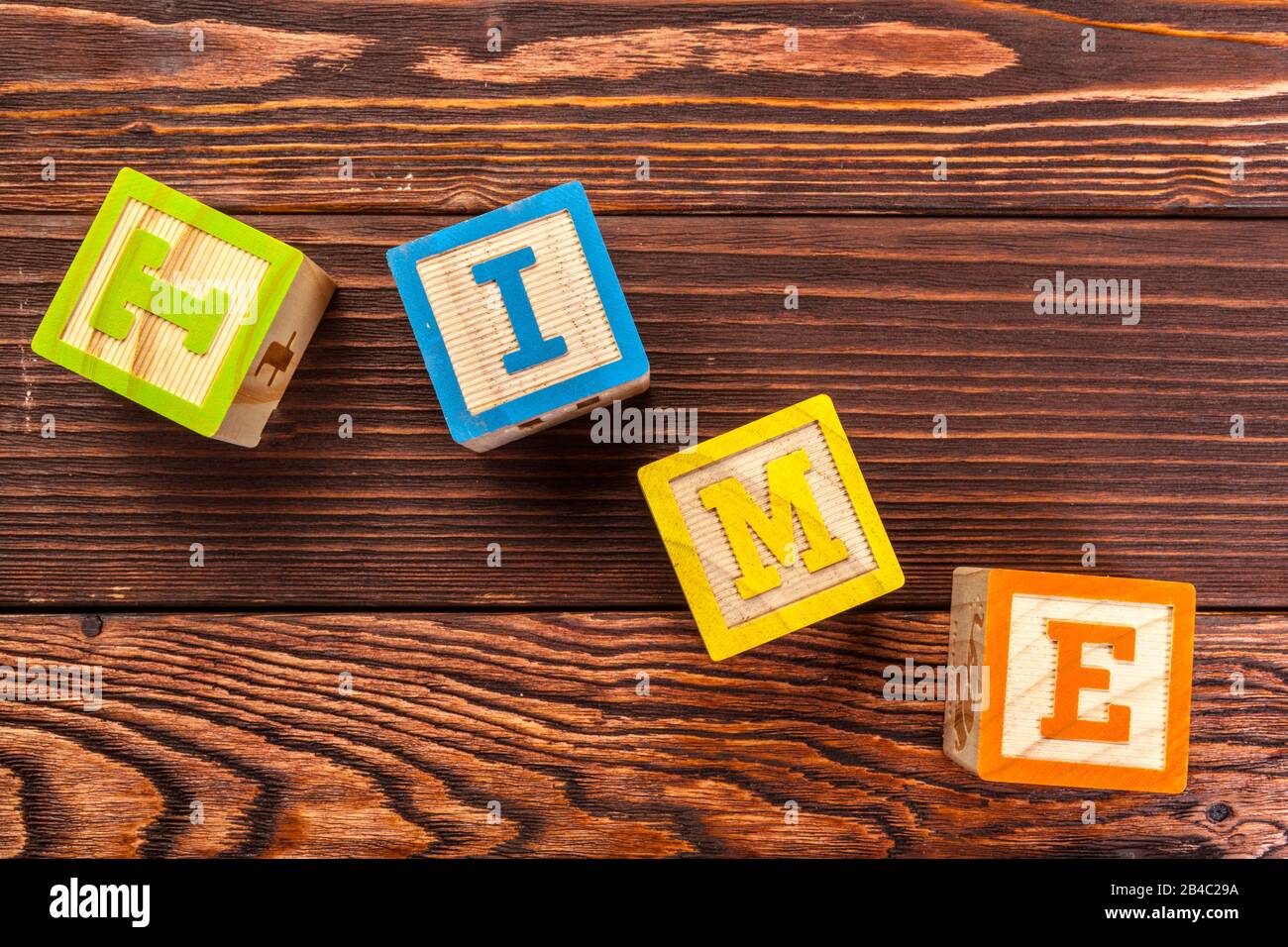 wooden block alphabet lay on wooden floor Stock Photo - Alamy