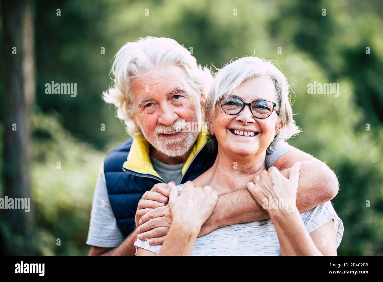 People in love at old age - couple of caucasian cheerful happy senior ...