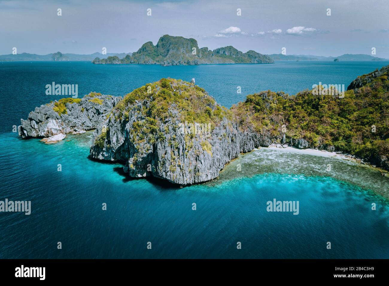Aerial drone panorama picture of tropical paradise epic limestone ...