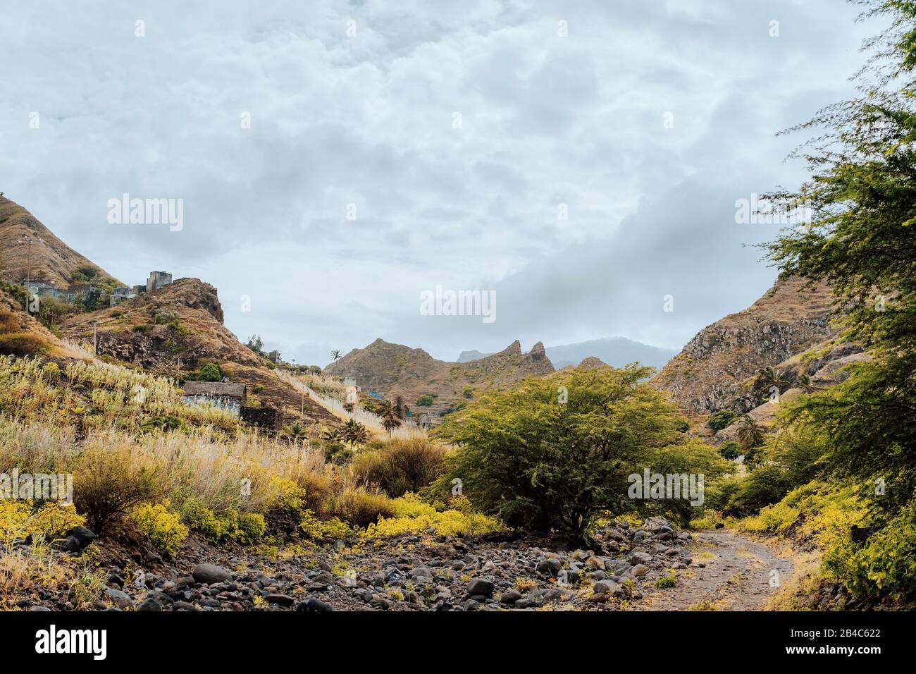 Rural landscape at cloudy weather Santo Antao Island, Cape Verde ...