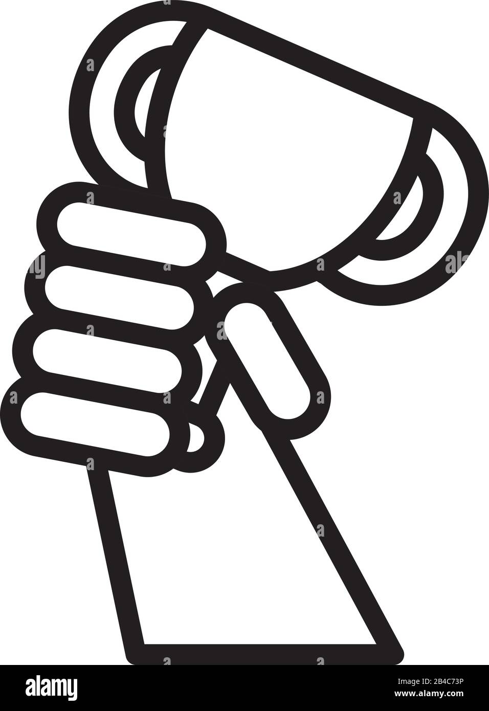 hand lifting trophy cup award line icon Stock Vector Image & Art - Alamy