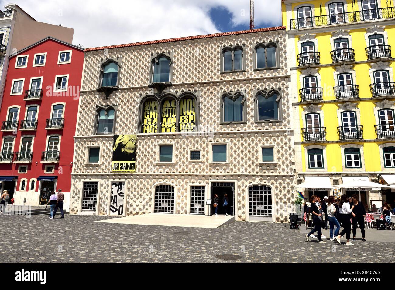 Lisbon, Portugual - 26th April 2019:pyramid shaped wall tiles on this ...