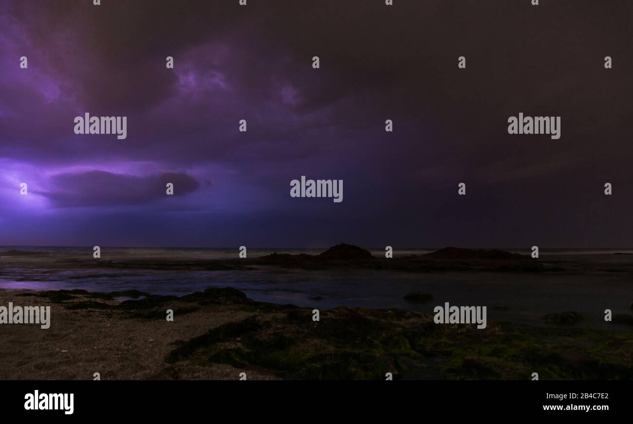 Lightning, heavy clouds and rain stormy weather Stock Photo - Alamy
