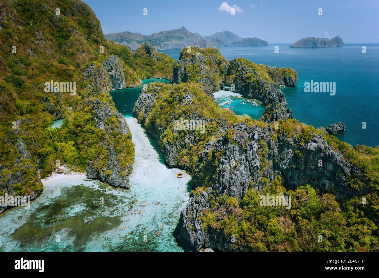 El Nido, Palawan, Philippines. Aerial view of beautiful big lagoon ...