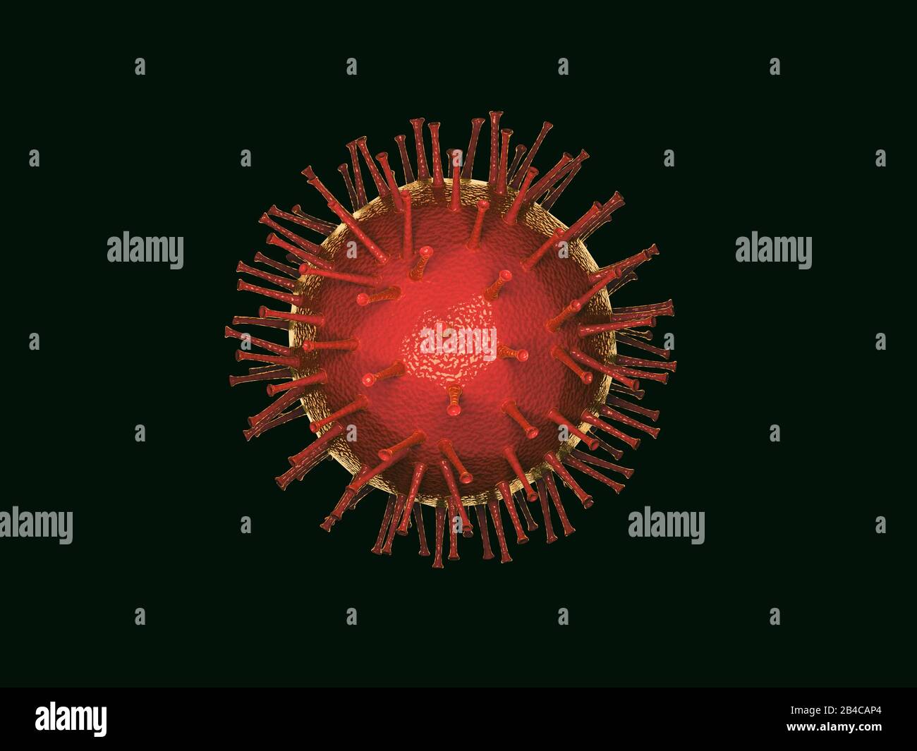 Single virus cell on black background. 3D implentation Stock Photo - Alamy