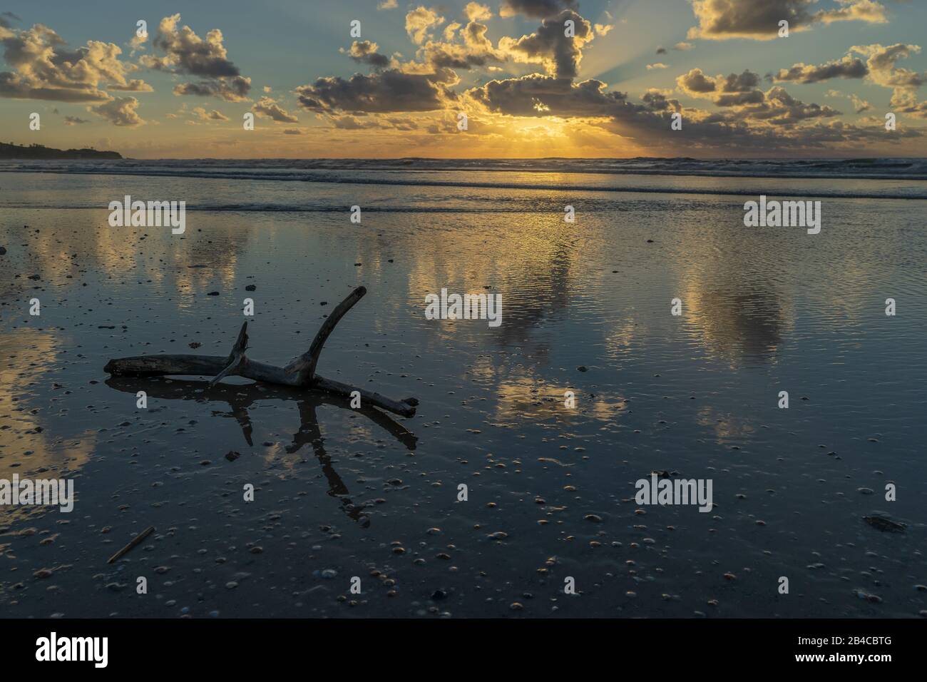 Romantic evening on Sea beach reflections seascape Stock Photo - Alamy