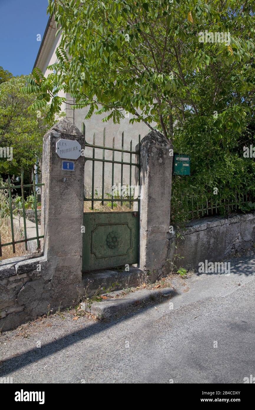 summer destination scenic with nostalgic gate and fence in Provence ...