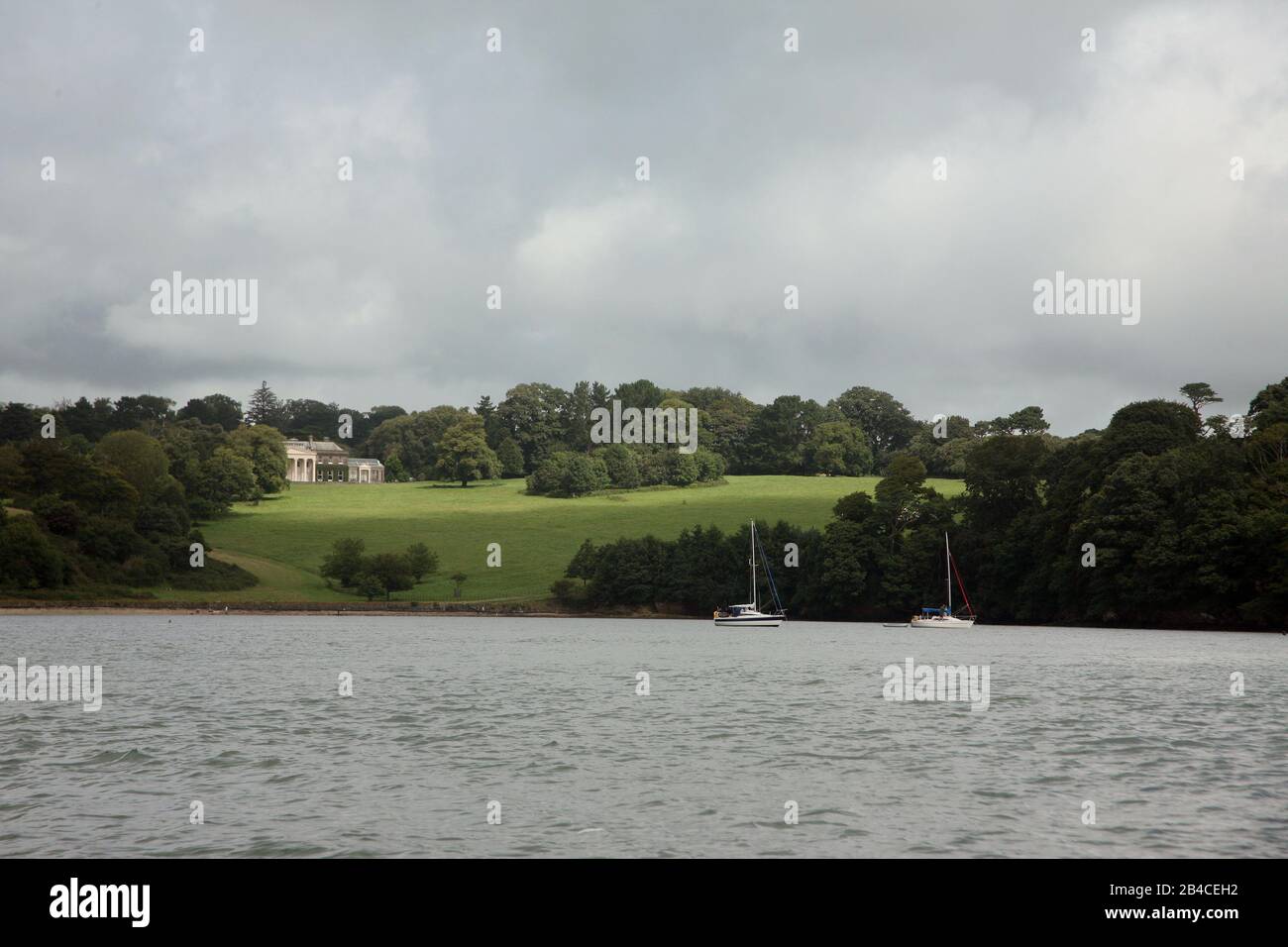 Trelissick House overlooking the Fal estuary, aka Carrick Roads ...