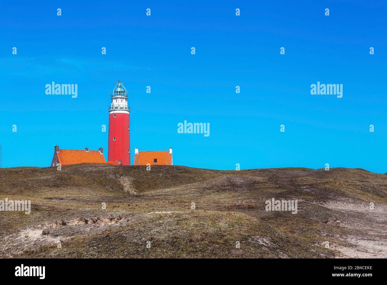 The lighthouse Eierland on the northernmost tip of the island Texel, It ...
