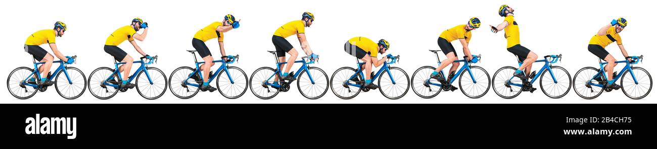 professional bicycle road racing cyclist racer set collection in yellow ...