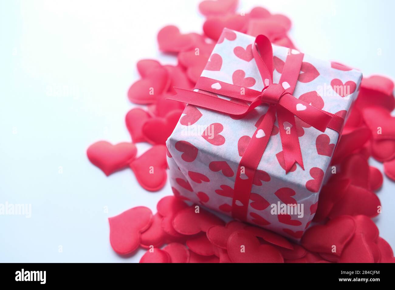 top view of red color gift box on white background Stock Photo - Alamy