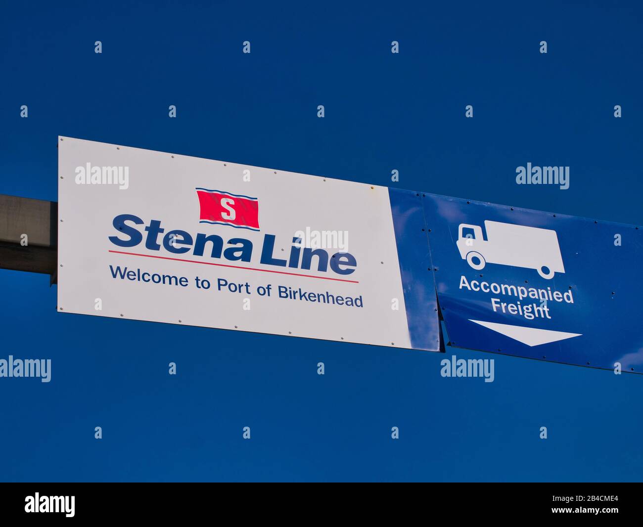 The Stena Line signage at the roll on / roll off Liverpool to Belfast ...