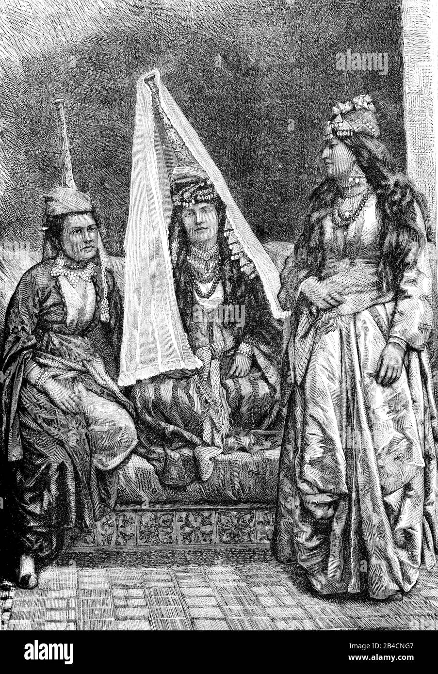 Maronite women portrait, the bride in the middle, ethnoreligious ...