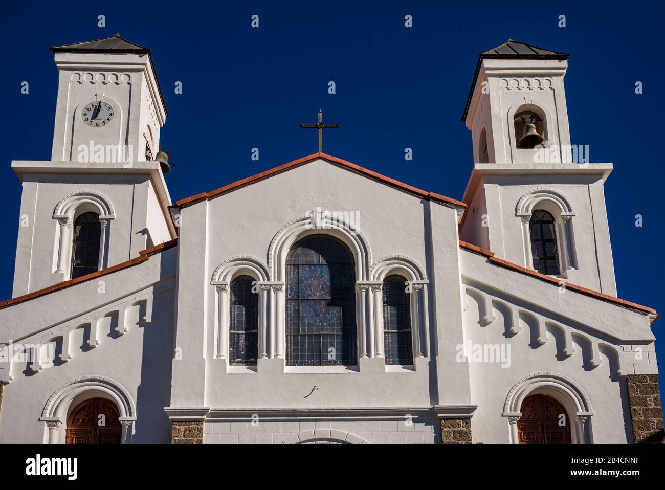Spain, Canary Islands, Gran Canaria Island, Tejeda, town church ...