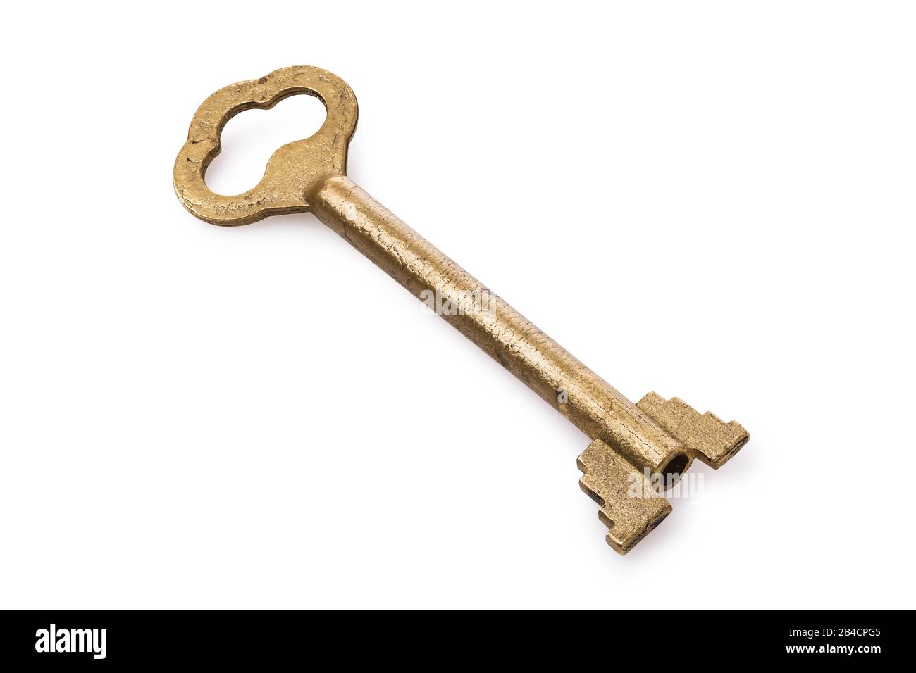 Vintage bronze key isolated on a white background. Stacked photo Stock ...